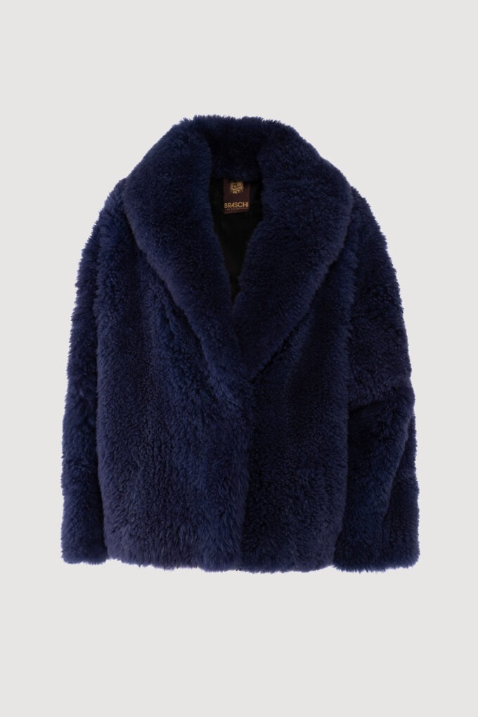 Midnight blue shaved mohair goat jacket | BRASCHI Furs in Dubai